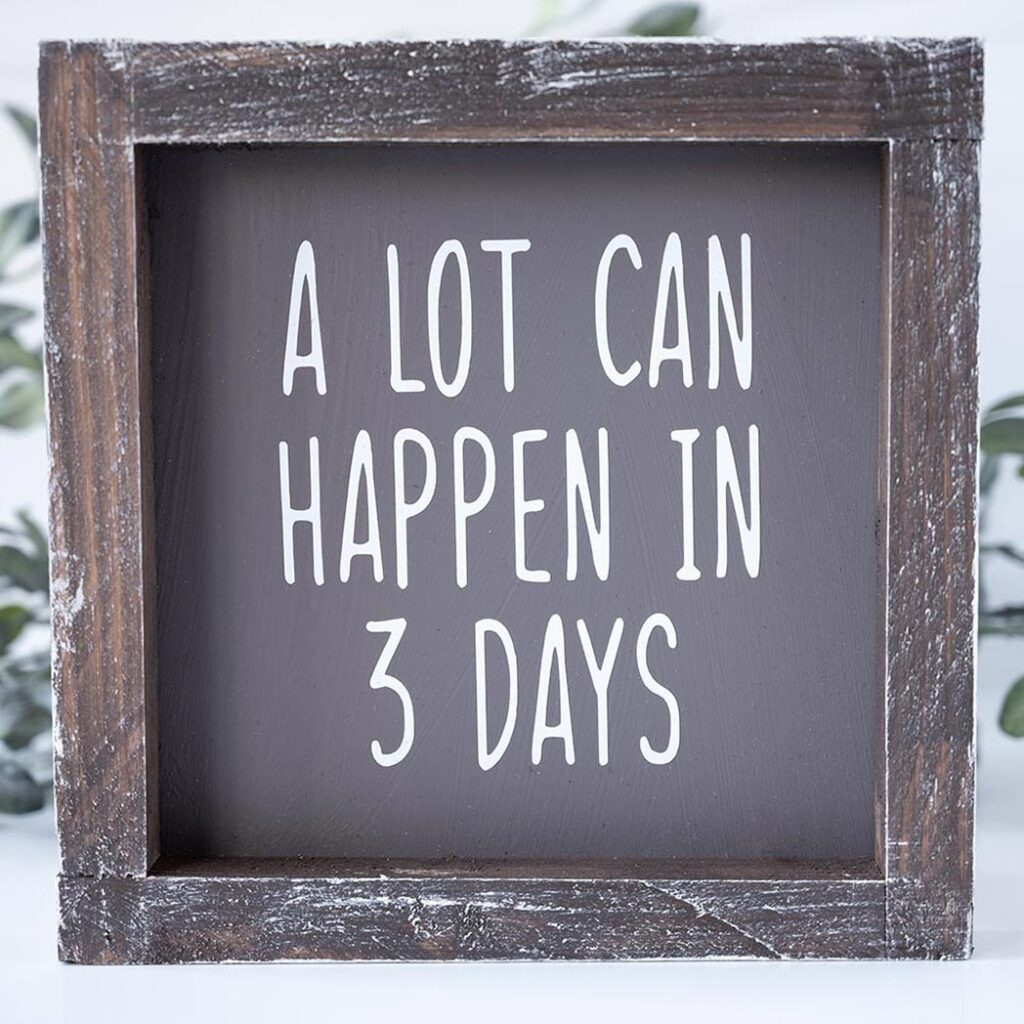 A Lot Can Happen in 3 Days Wood Sign - Reef & Willow